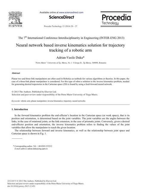 pdf neural network based inverse kinematics solution for trajectory