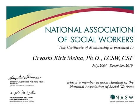 Certificate National Association Of Social Workers Aura Holistic