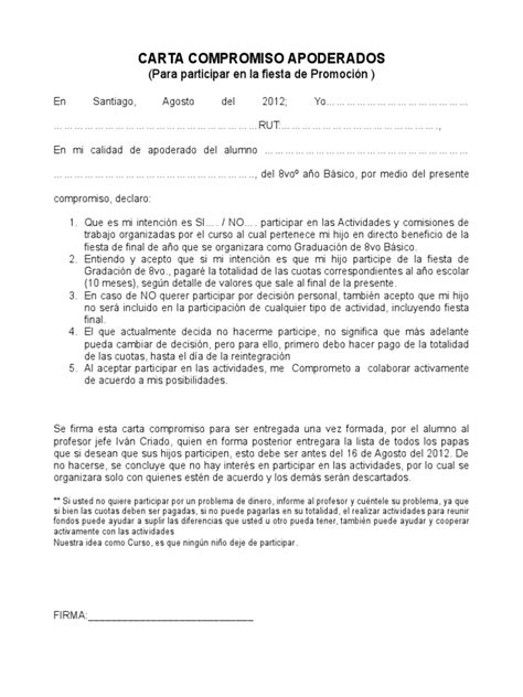 Carta Compromiso Apoderado Previo 1 Pdf