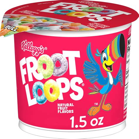 Kelloggs Froot Loops Cold Breakfast Cereal Cup Fruit Flavored Breakfast Snacks With Vitamin C