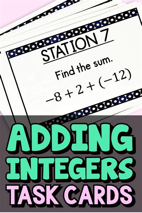 Adding Integers Task Cards Artofit