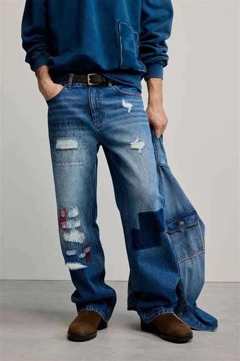 Pantalón Vaquero Parches Azul De Hombre I