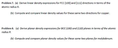 Solved Problem A Derive Linear Density Expressions For Chegg