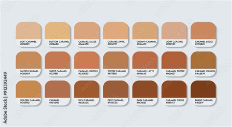Caramel Color Palette Caramel Color Guide Palette With Color Names Catalog Samples Of The