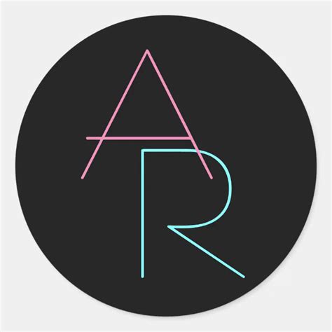 Modern Overlapping Initials Pink Turquoise Black Classic Round Sticker Zazzle