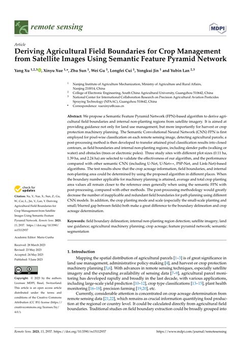 Pdf Deriving Agricultural Field Boundaries For Crop Management From Satellite Images Using