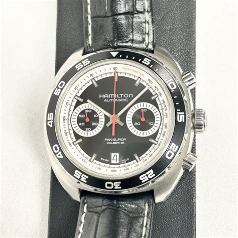 訳あり1円スタート ハミルトン H35756735 H357560 パンユーロ オート クロノ 自動巻き 45mm 裏スケ デイト