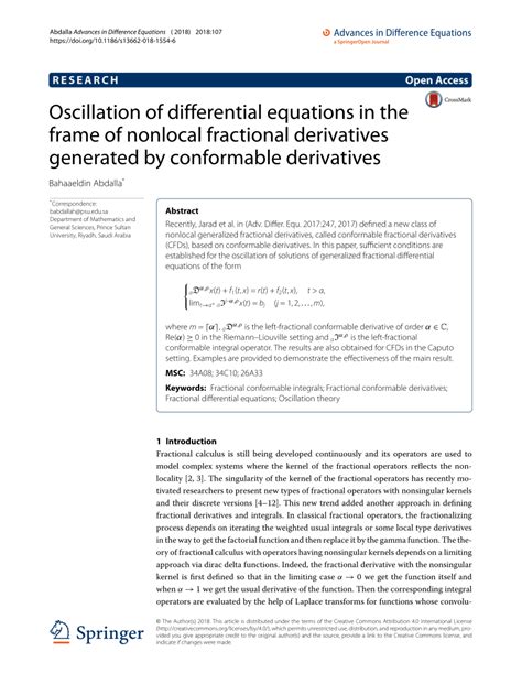 Pdf Oscillation Of Differential Equations In The Frame Of Nonlocal Fractional Derivatives