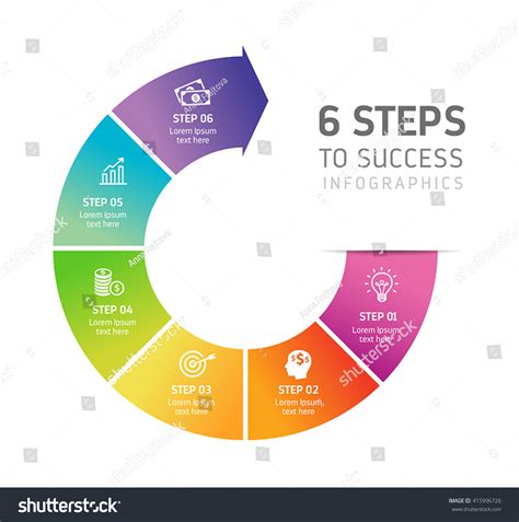 6단계 정보 그래픽 전략 워크플로우 스톡 벡터 로열티 프리 415996726 Shutterstock