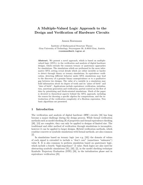 pdf a multiple valued logic approach to the design and verification