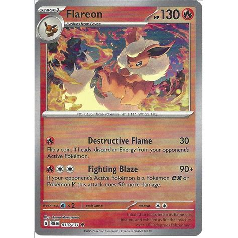 Pokemon Trading Card Game 013131 Flareon Master Ball Holo Card