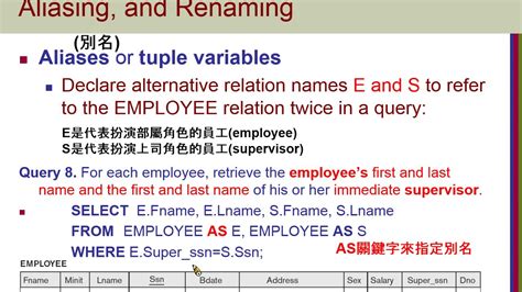 Chapter06 Basic Sql 06 Ambiguous Attribute Names And Alias Youtube