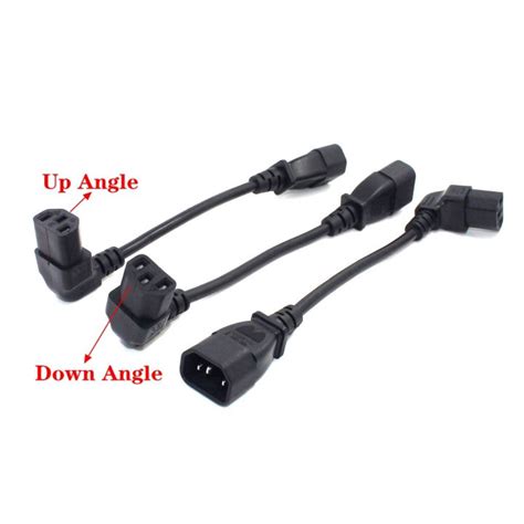 Iec 320 C14 Male To C13 Female Plug Pdu Ups Extension Cord Connector Up Down Angle 90 Degree