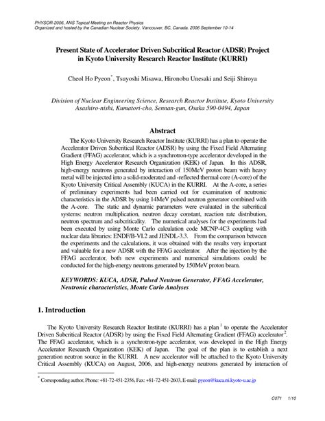 Pdf Present State Of Accelerator Driven Subcritical Reactor Adsr