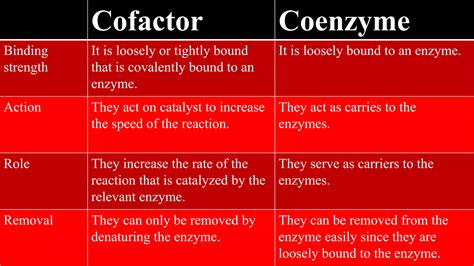 Difference Between Coenzyme Vs Cofactor Pptx