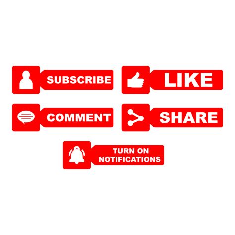 Subscribe Button Stylish Collection With Multiple Shapes Red Color Button Collection With Like