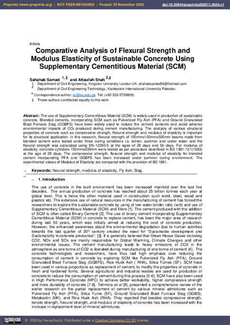 Pdf Comparative Analysis Of Flexural Strength And Modulus Elasticity Of Sustainable Concrete