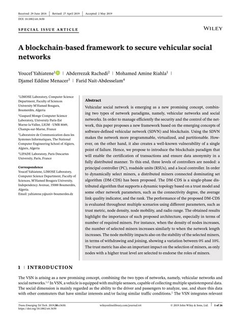 A Blockchain‐based Framework To Secure Vehicular Social Networks
