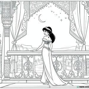 Princess Jasmine Coloring Page With A Smiling Face Download Or Print