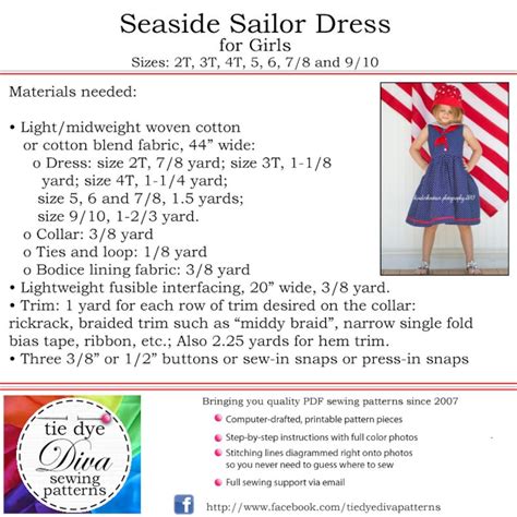 Girls Sailor Dress Sewing Pattern Vintage Style Sizes 2 To 10 Pdf
