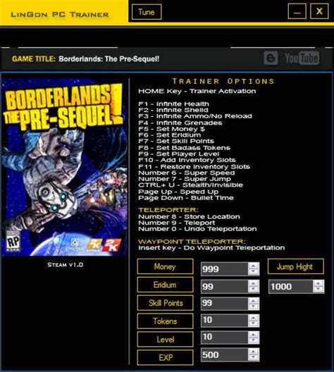 Borderlands The Pre Sequel Trainer 19 V1 0 Lingon Download Cheats Codes Trainers