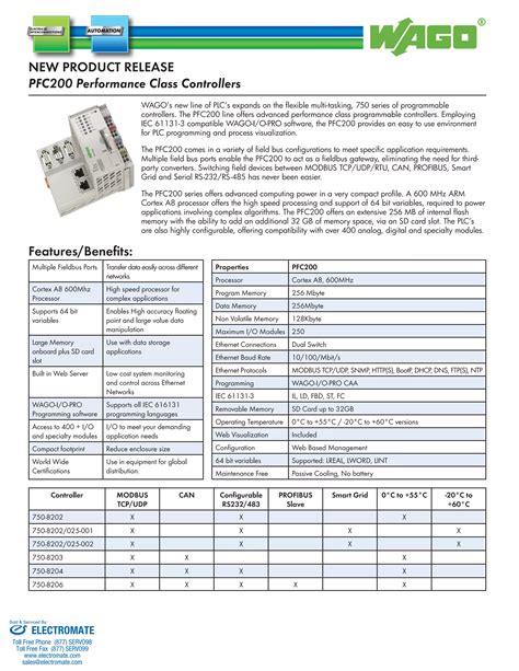 Wago Pfc200 Performanceclasscontrollersbrochure Pdf