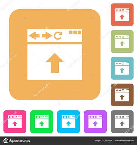Browser Scroll Flat Icons Rounded Square Vivid Color Backgrounds Stock Vector Renegadehomie