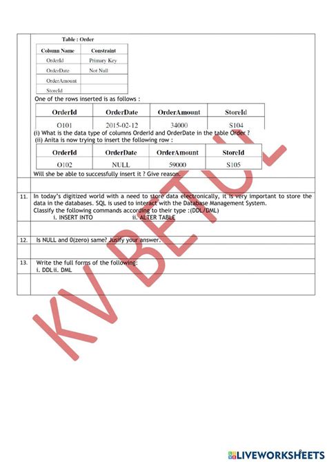Mysql Interactive Worksheet Live Worksheets