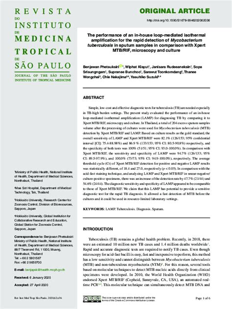 Pdf The Performance Of An In House Loop Mediated Isothermal Amplification For The Rapid