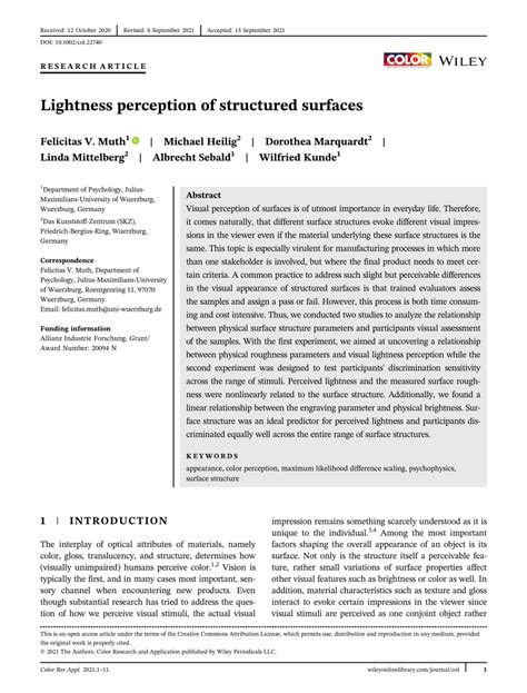 Pdf Lightness Perception Of Structured Surfaces