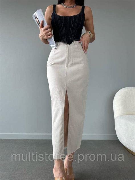 Купити Жіноча спідниця довга МАКСІ з розрізом Джинсова котонова Спідниця Довга в Підлогу 42 44