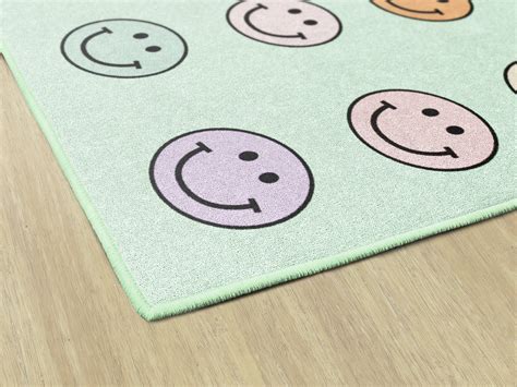 Smiley Faces On Mint Sit Spots Classroom Rugs Schoolgirl Style