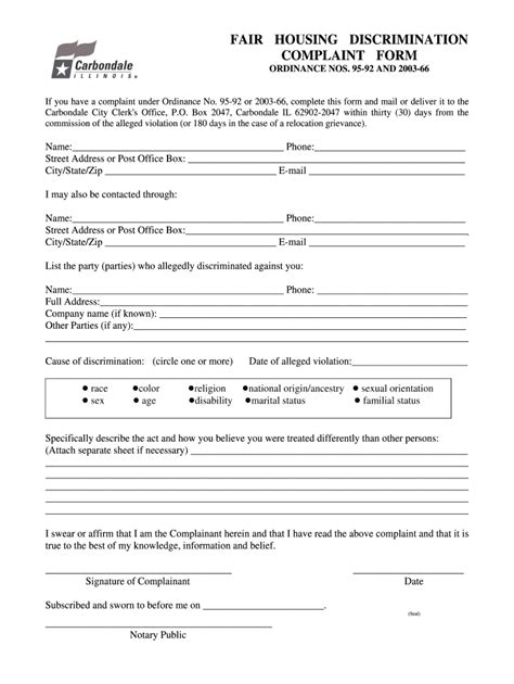 Fair Housing Discrimination Complaint Form Fill Out And Sign Online Dochub