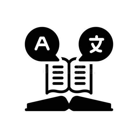 Black Solid Icon For Translate Vocabulary And Education Stock