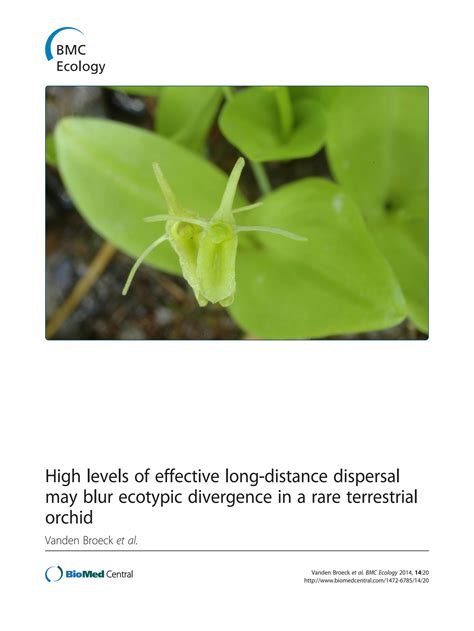 Solution High Levels Of Effective Long Distance Dispersal May Blur