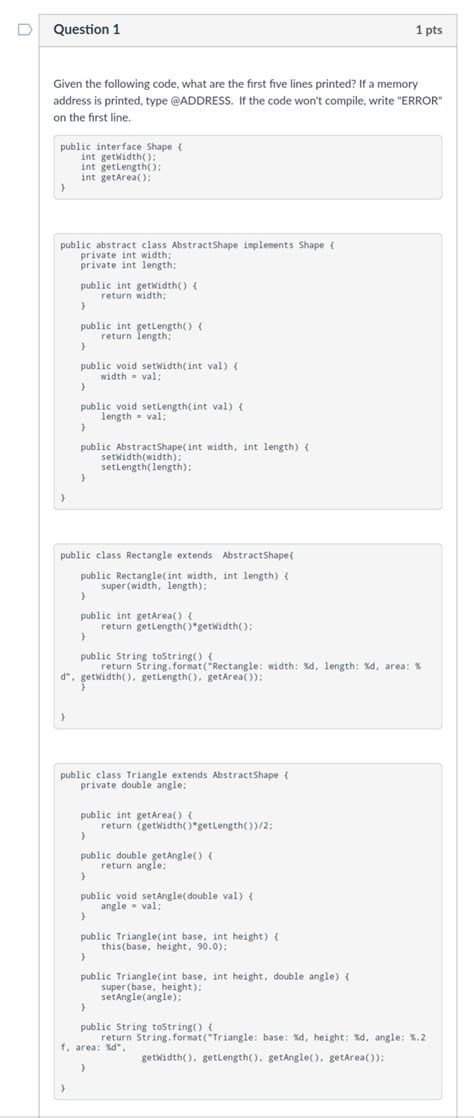 Solved Question Pts Given The Following Code What Are Chegg