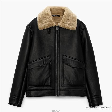 Other Brand 자켓 Zara 자라 Pu 에코 레더 더블 페이스드 무스탕 점퍼 블랙 Z1046 원래 명품은 필웨이 Feelway