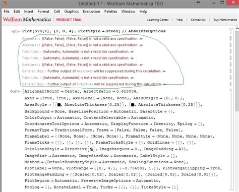 Plotting Absoluteoptions Prints Error Messages In V10 Mathematica