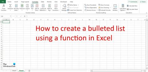 how to create a bulleted list using a function in excel