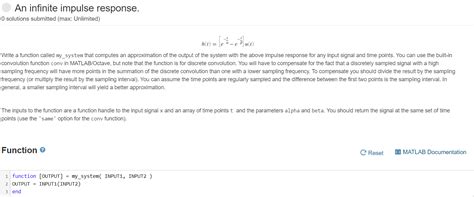 Solved An Infinite Impulse Response O Solutions Submitted Chegg