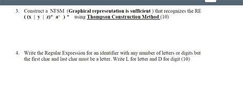 Solved 3 Construct A Nfsm Graphical Representation Is