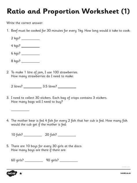Ratio Sheets Differentiated Pdf