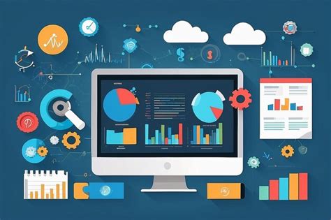 flat vector illustration of web analytics information and development