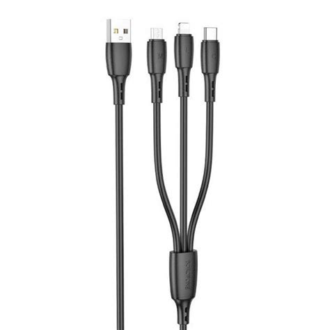 ᐉ Кабель Borofone Bx71 3в1 Usb Lightning Micro Usb Type C 2 A 1 м