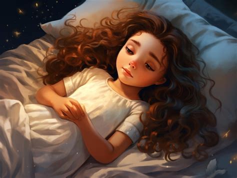 Premium Photo There Is A Girl Laying In Bed With Her Eyes Closed Generative Ai