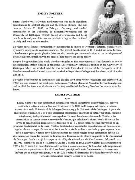 Emmy Noether Pdf Mathematics Algebra
