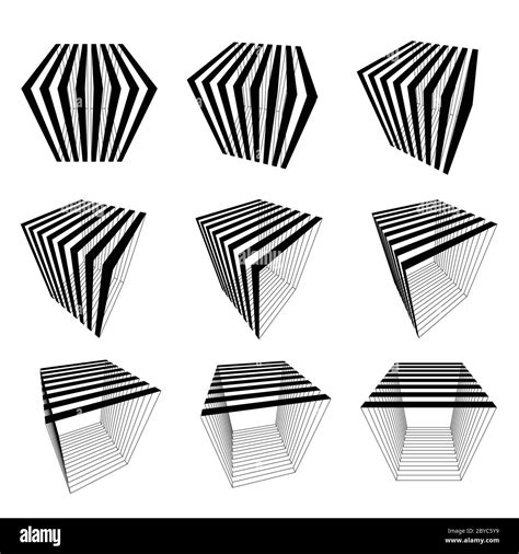 Collection Of Abstract Design Elements Composed Of Cubes Or Fragments Of Cubes And Geometric