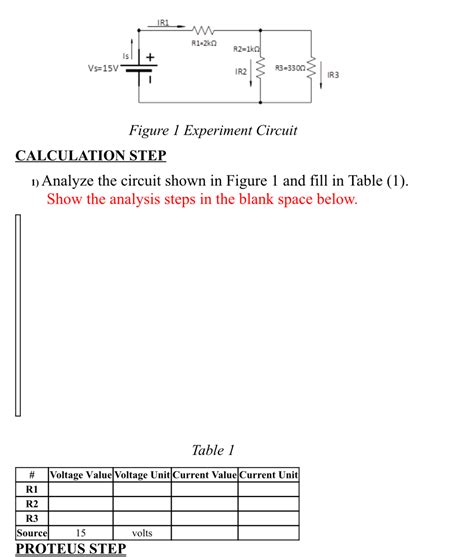 Solved Figure 1 Experiment CircuitCALCULATION STEPAnalyze Chegg Com