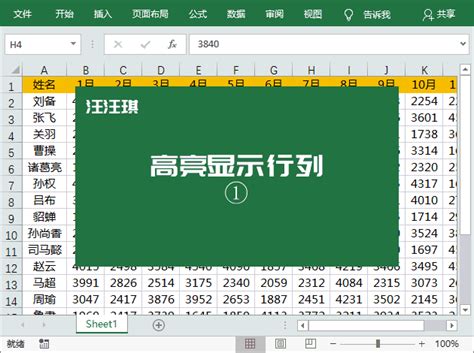 Excel高亮显示行列，查看数据更方便