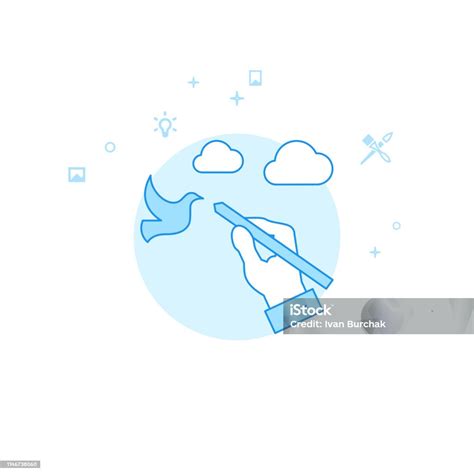 자연 그리기 평면 벡터 일러스트 레이 션 아이콘입니다 밝은 파란색 단색 디자인입니다 편집 가능한 스트로크 개성 개념에 대한 스톡